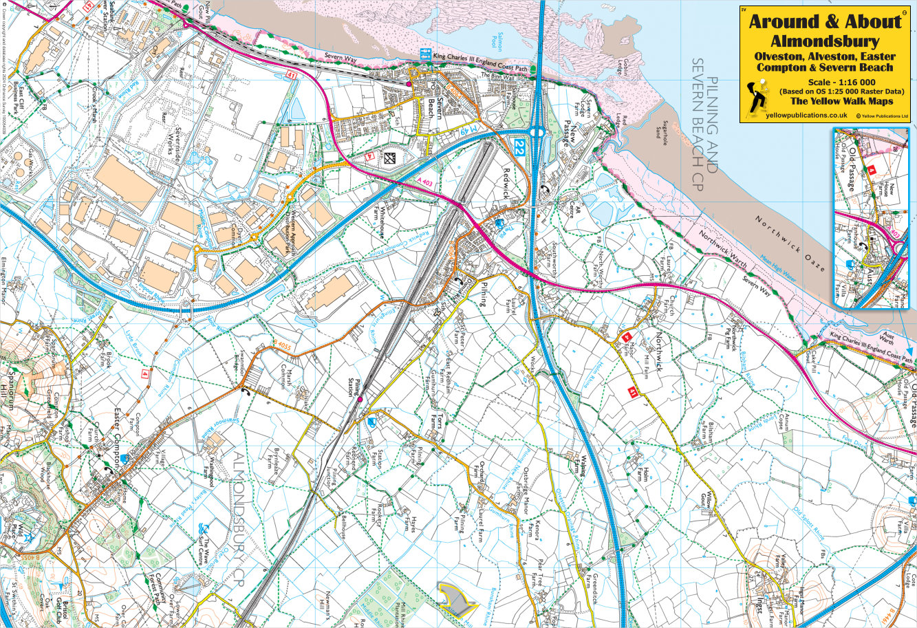 Almondsbury, Olveston, Alveston, Easter Compton & Severn Beach Walking Map