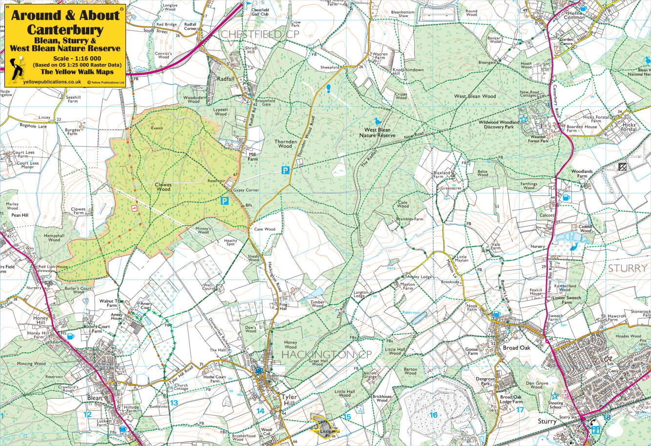 Canterbury, Blean, Sturry & West Blean Nature Reserve Walking Map