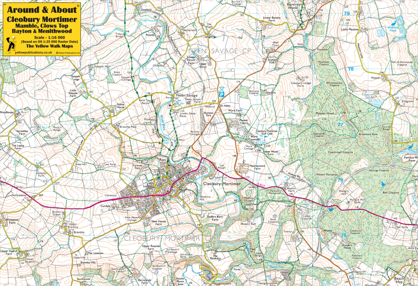 Cleobury Mortimer, Mamble, Clows Top, Bayton & Menithwood Walking Map