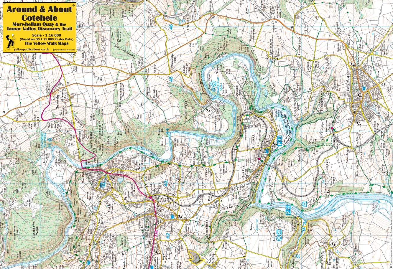 Cotehele, Morwhellam Quay & the Tamar Valley Discovery Trail Walking Map