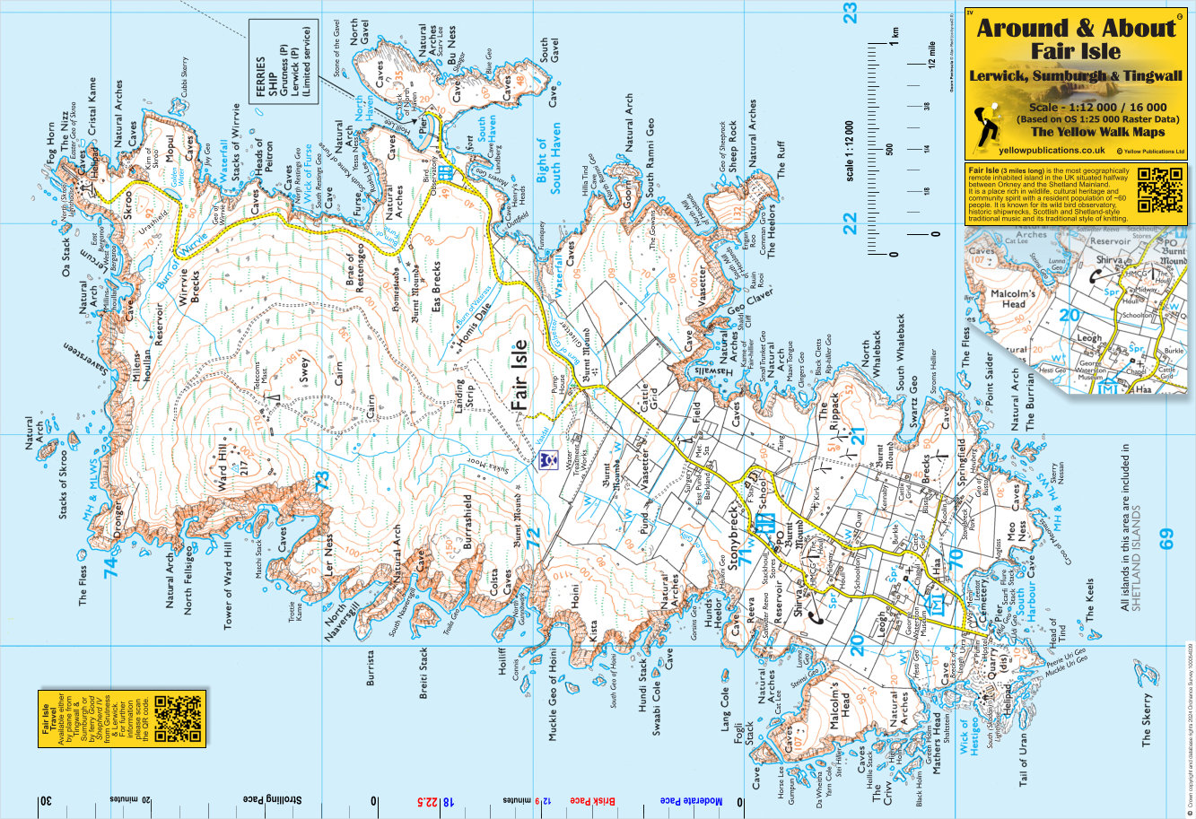 Fair Isle, Lerwick, Sumburgh & Tingwall Walking Map