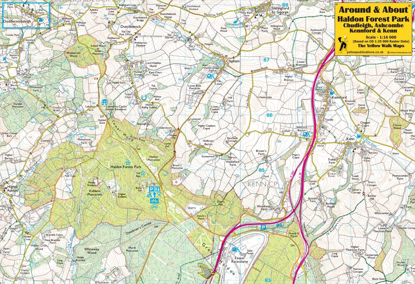 Haldon Forest Park, Chudleigh, Ashcombe, Kennford & Kenn Walking Map