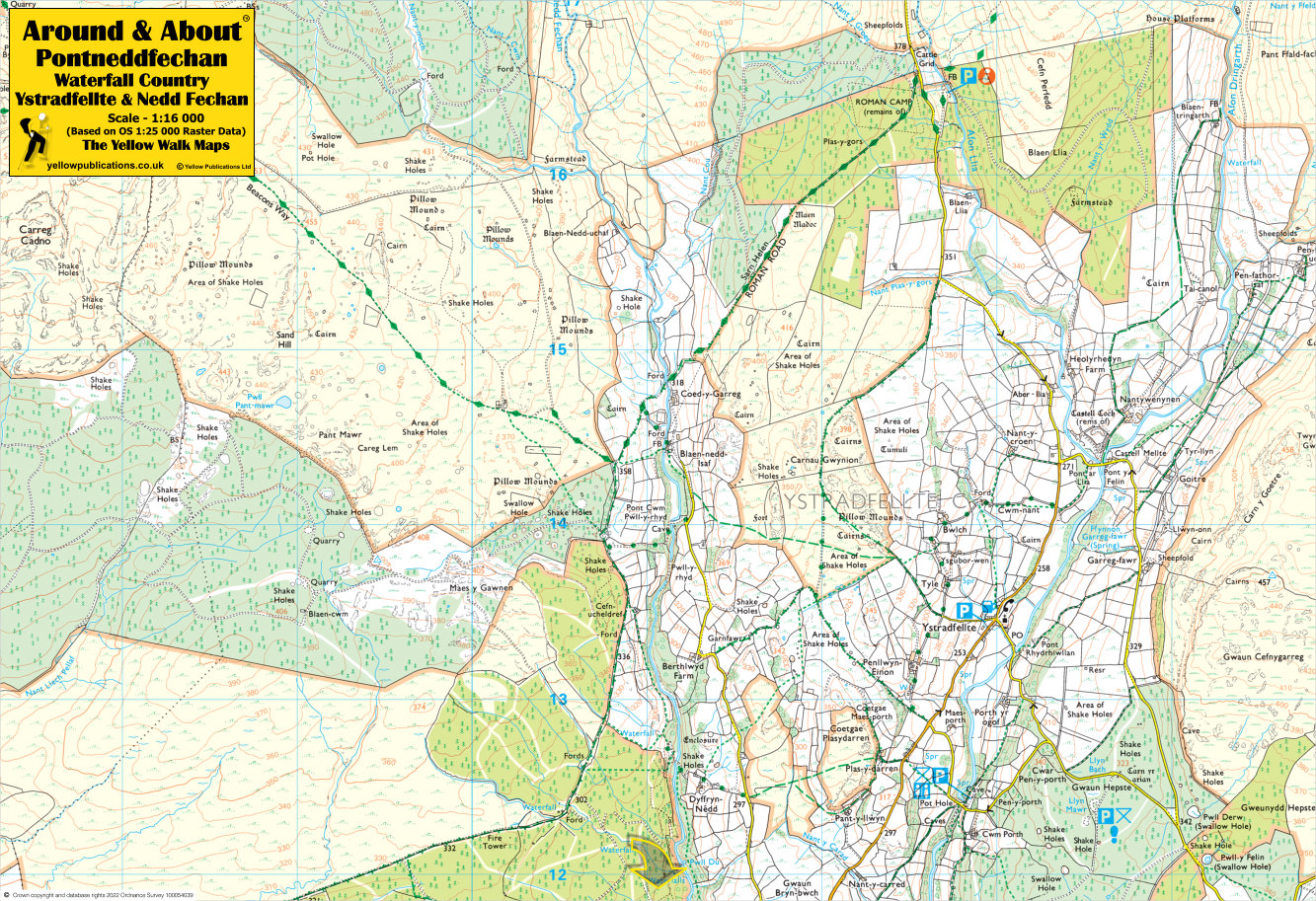 Pontneddfechan, Waterfall Country, Ystradfellte Walking Map