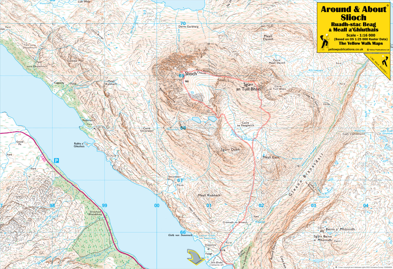 Slioch, Ruadh-stac Beag & Meall a'Ghiuthais Walking Map