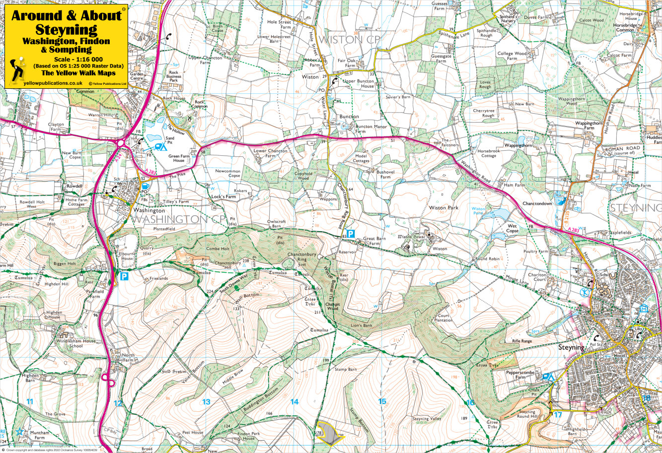 Steyning, Washington, Findon & Sompting Walking Map