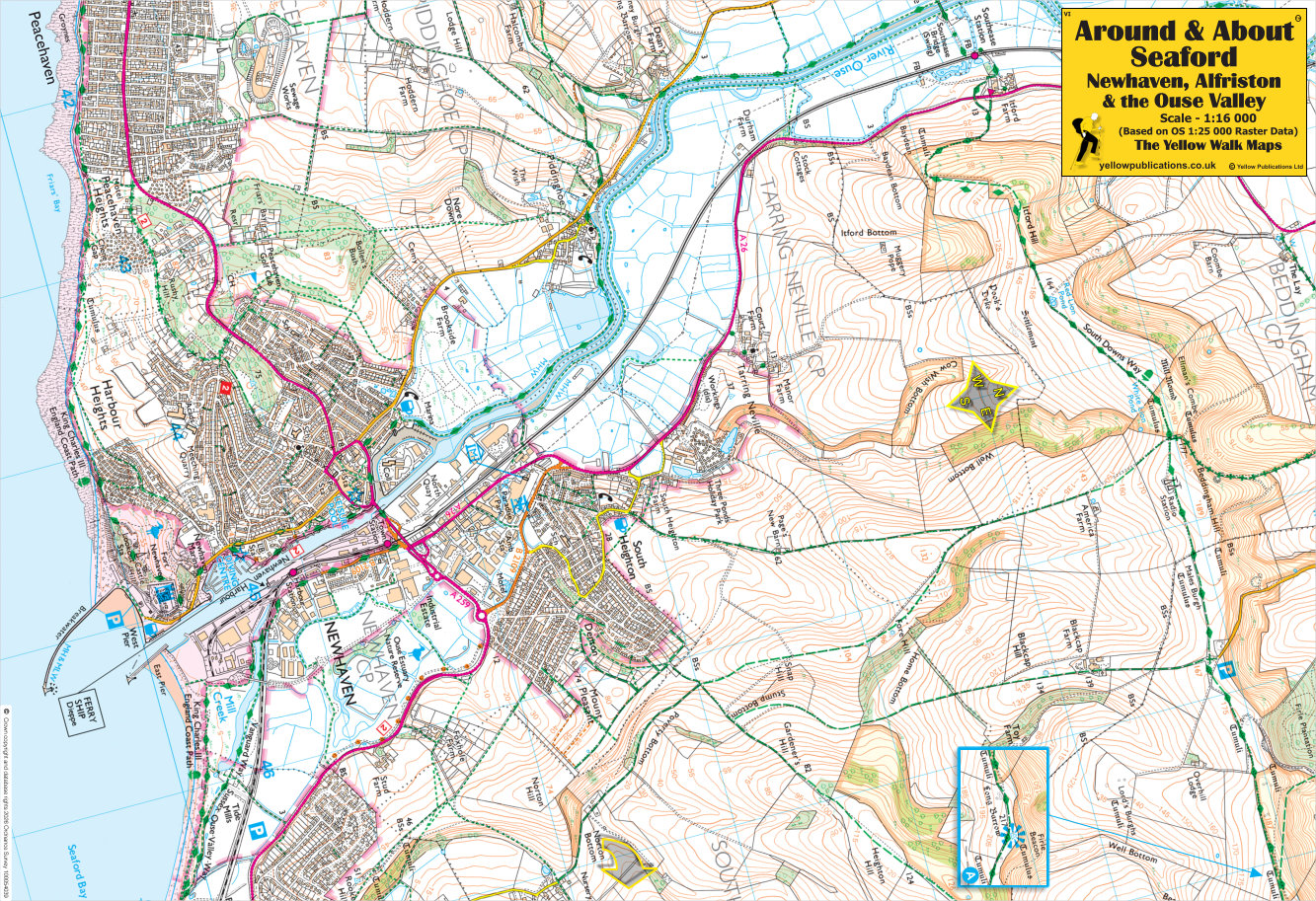 Seaford, Newhaven, Alfriston & the Ouse Valley Walking Map