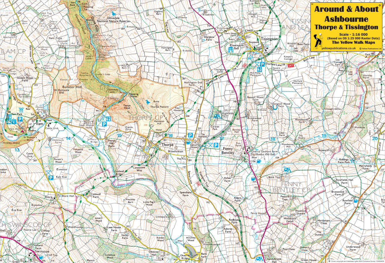 Ashbourne, Thorpe & Tissington Walking Map
