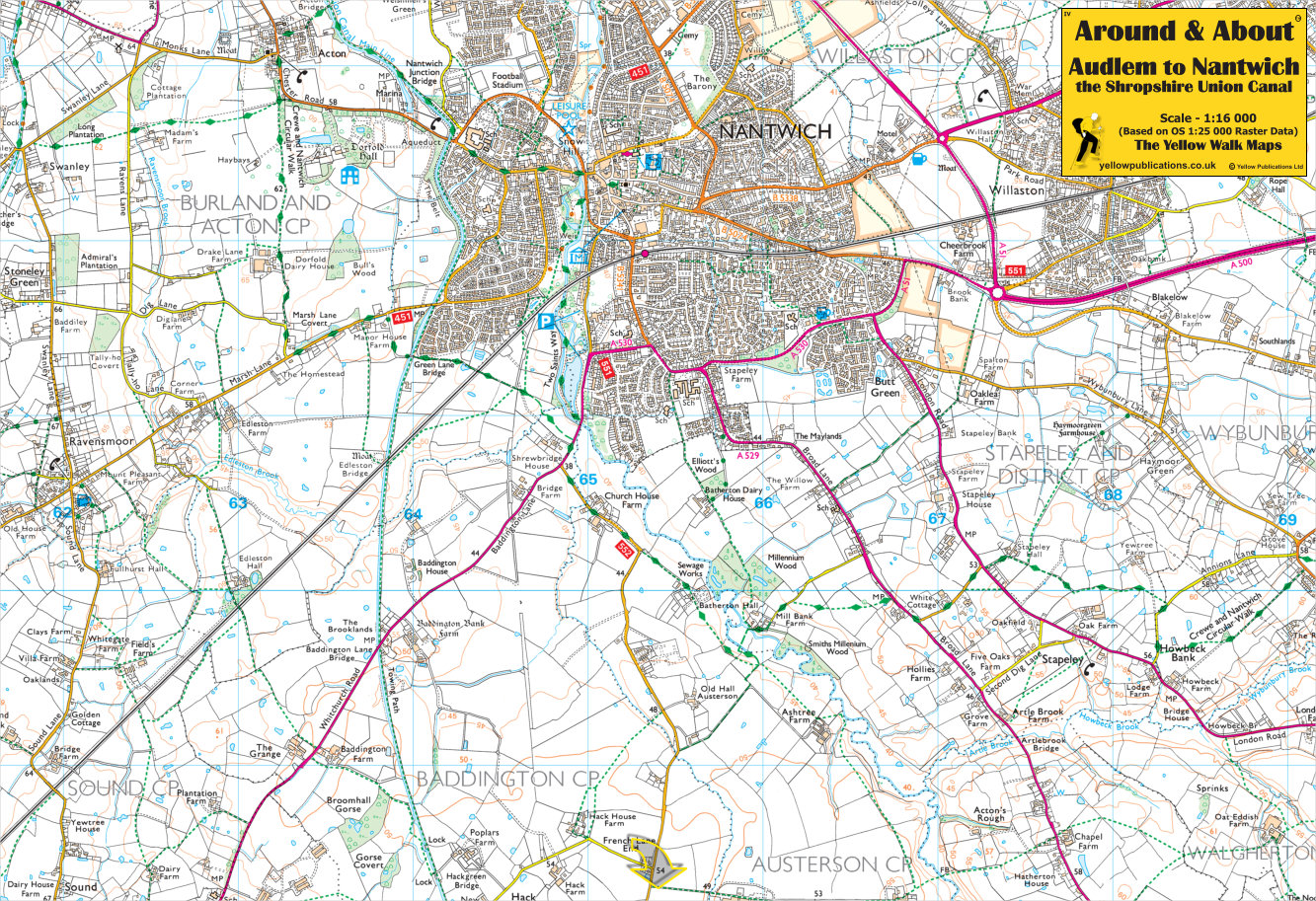 Audlem to Nantwich & Shropshire Union Canal Walking Map
