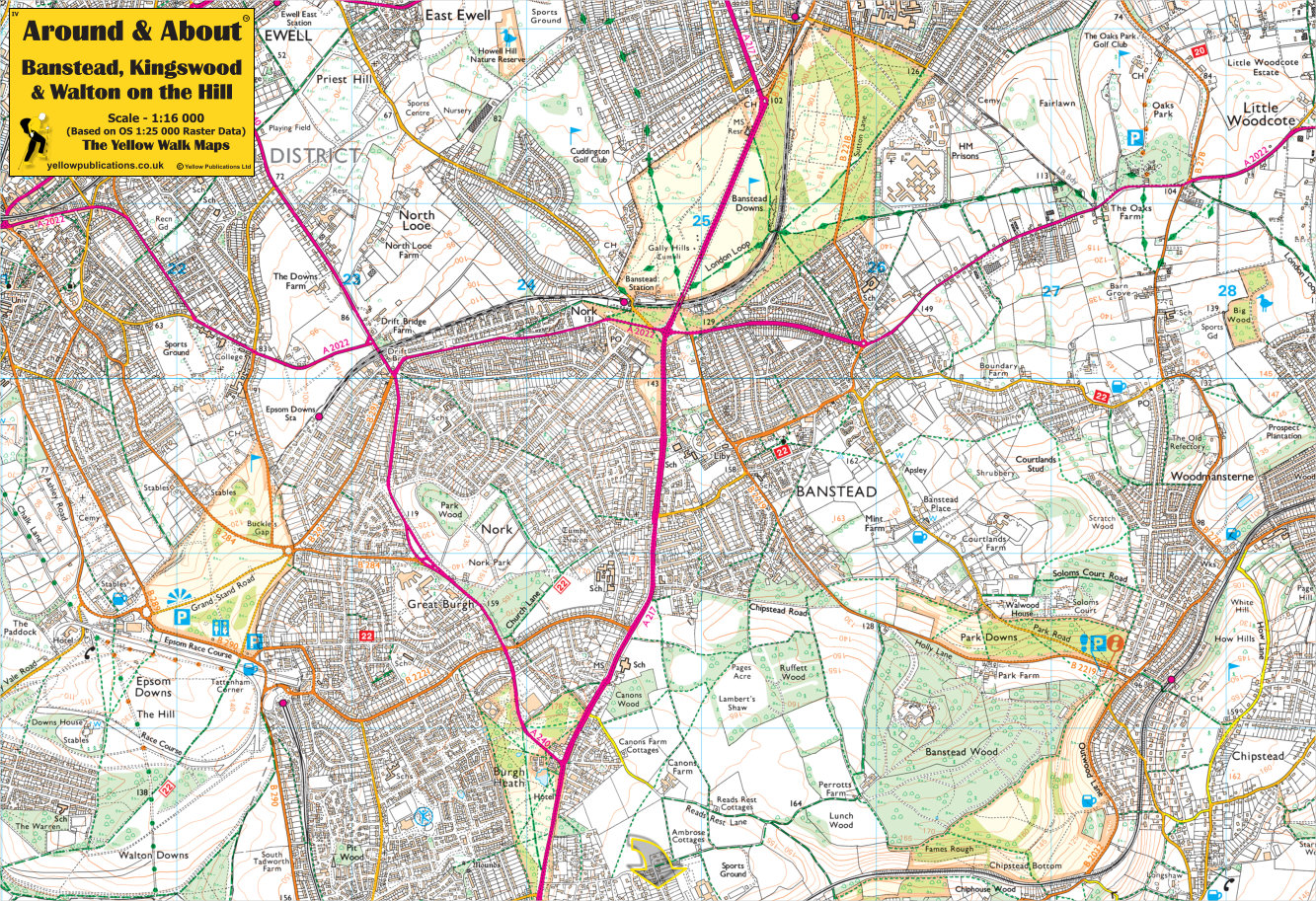 Banstead, Kingswood & Walton on the Hill Walking Map