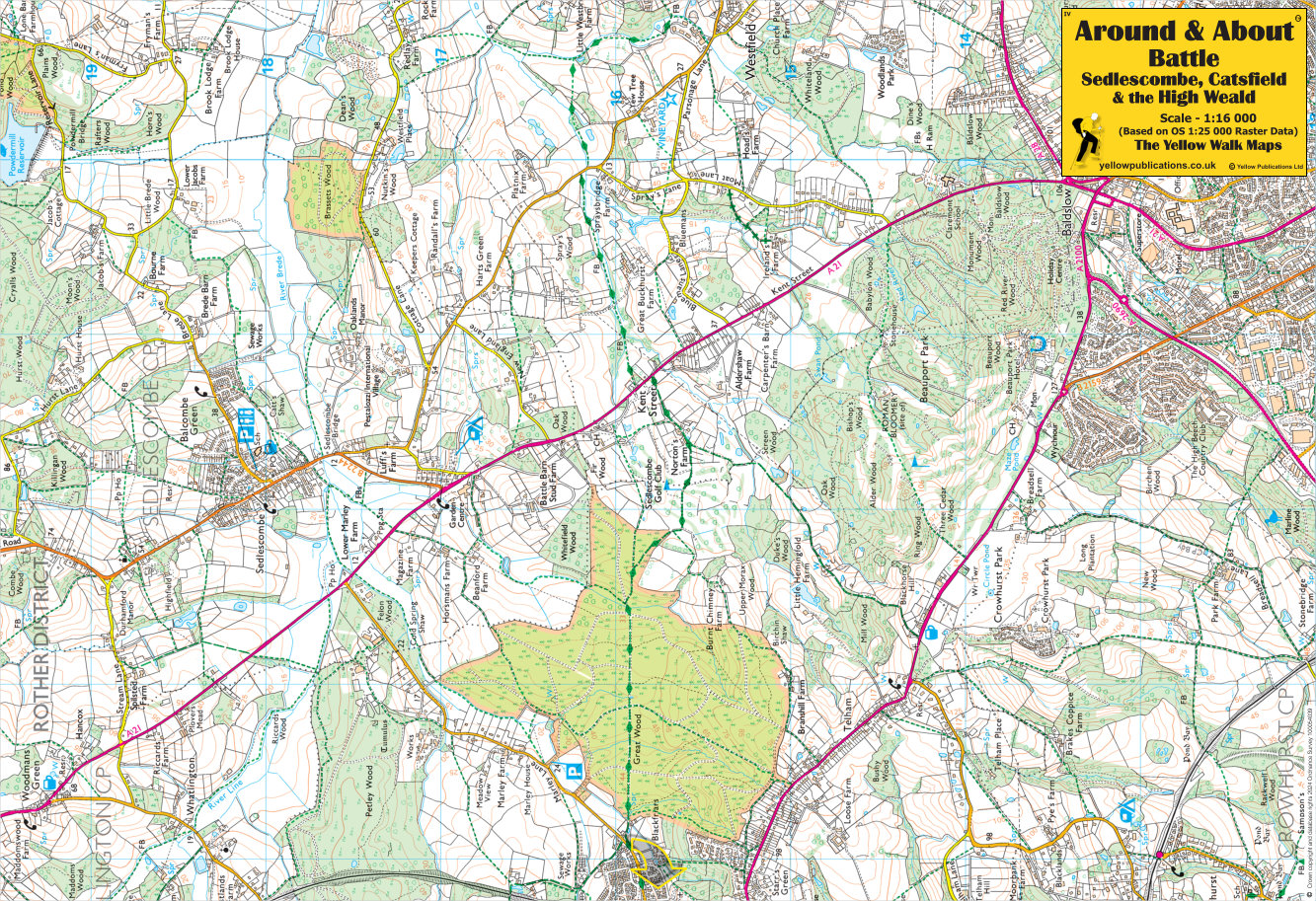 Battle, Sedlescombe, Catsfield & the High Weald Walking Map