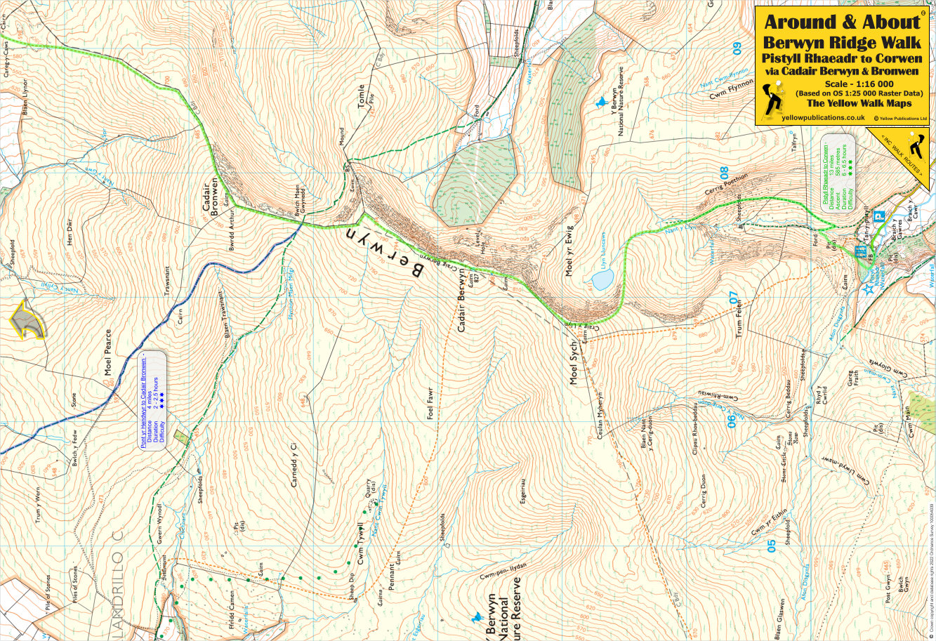 Berwyn Ridge Walk, Pistyll Rhaeadr to Corwen via Cadair Berwyn ...
