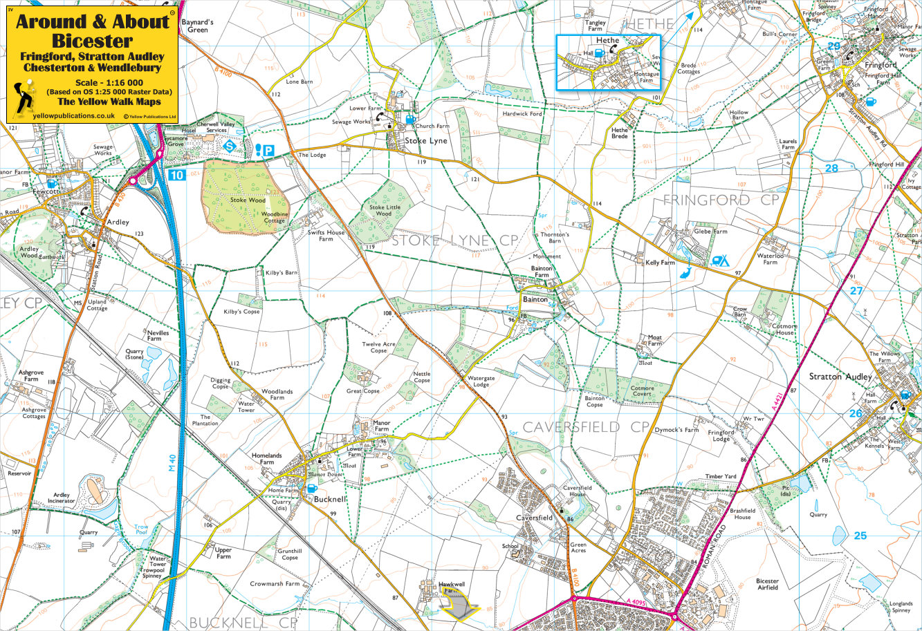 Bicester, Fringford, Stratton Audley... Walking Map