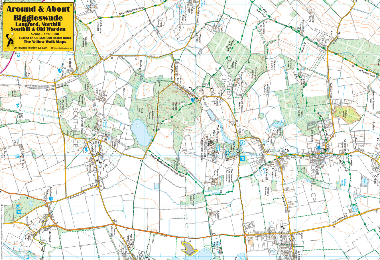Biggleswade, Langford, Northill, Southill Walking Map
