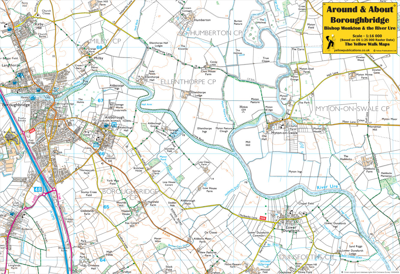 Boroughbridge, Bishop Monkton & the River Ure Walking Map