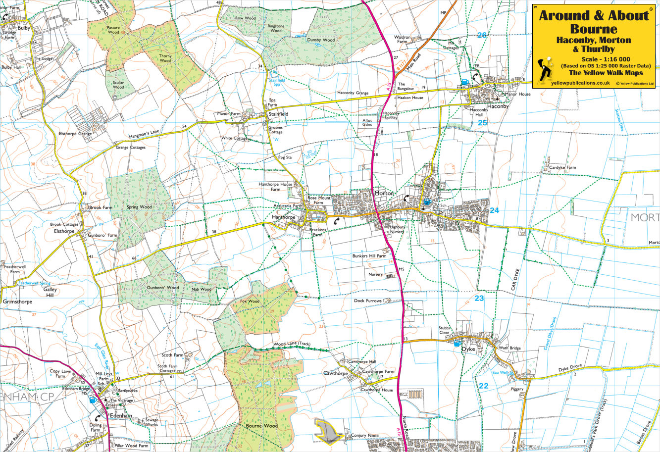 Bourne, Haconby, Morton & Thurlby Walking Map