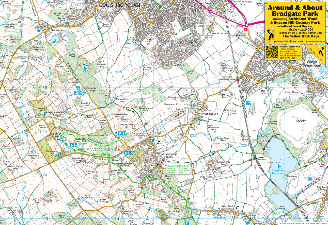Bradgate Park, Swithland Wood & Beacon Hill Country Park Walking Map