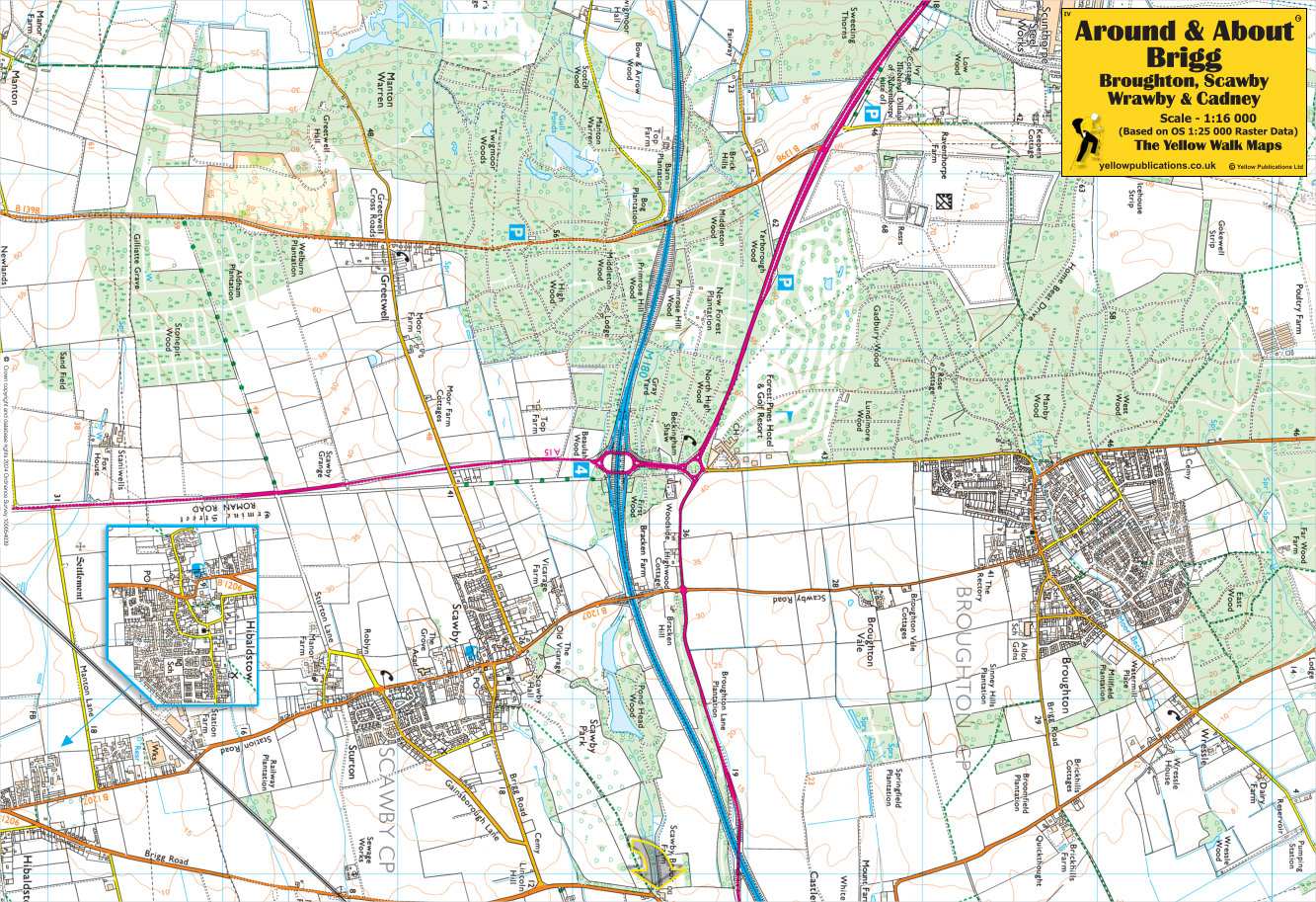 Brigg, Broughton, Scawby, Hibaldstow & Cadney Walking Map