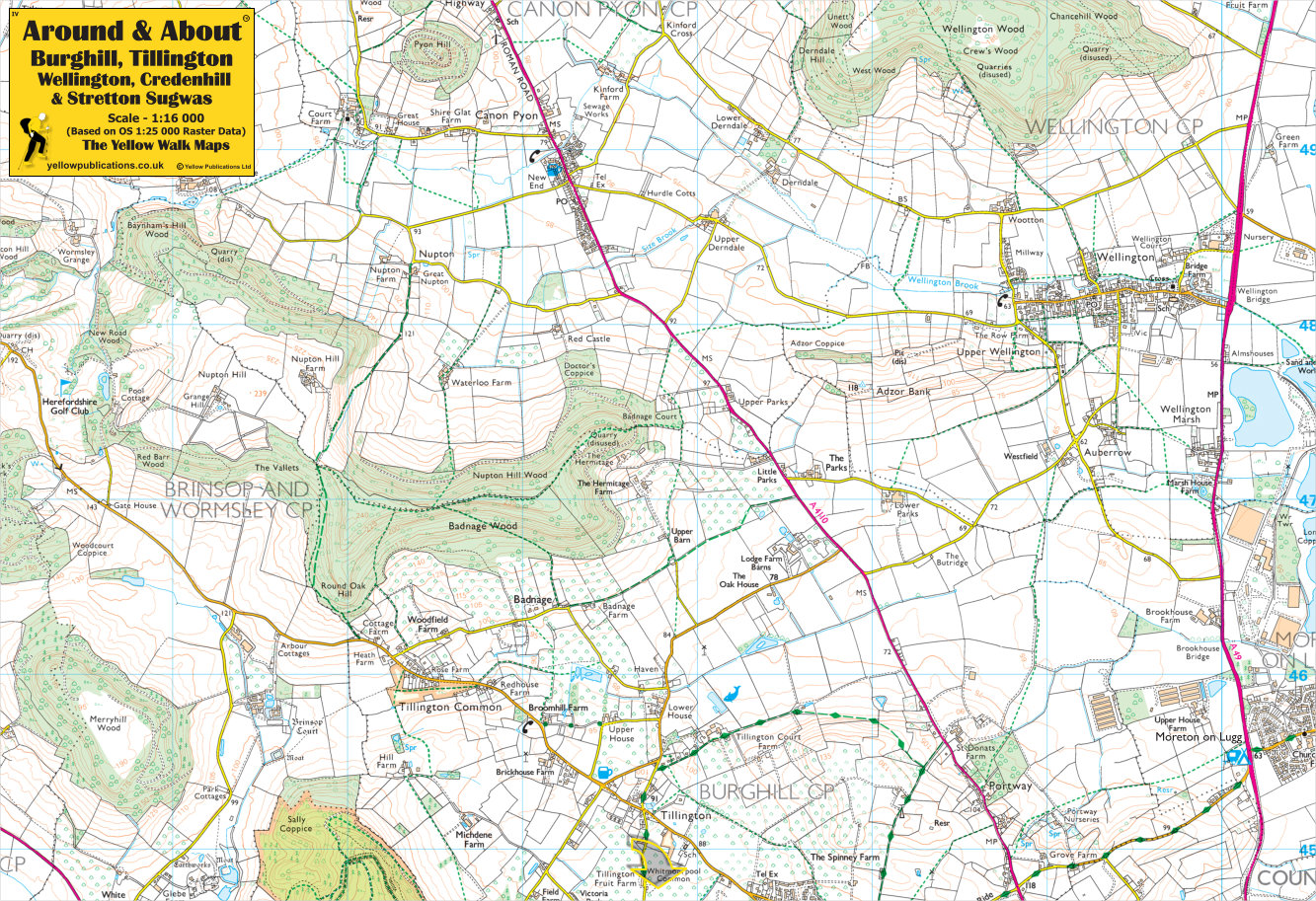 Burghill, Tillington, Wellington, Credenhill & Stretton Sugwas Walking Map