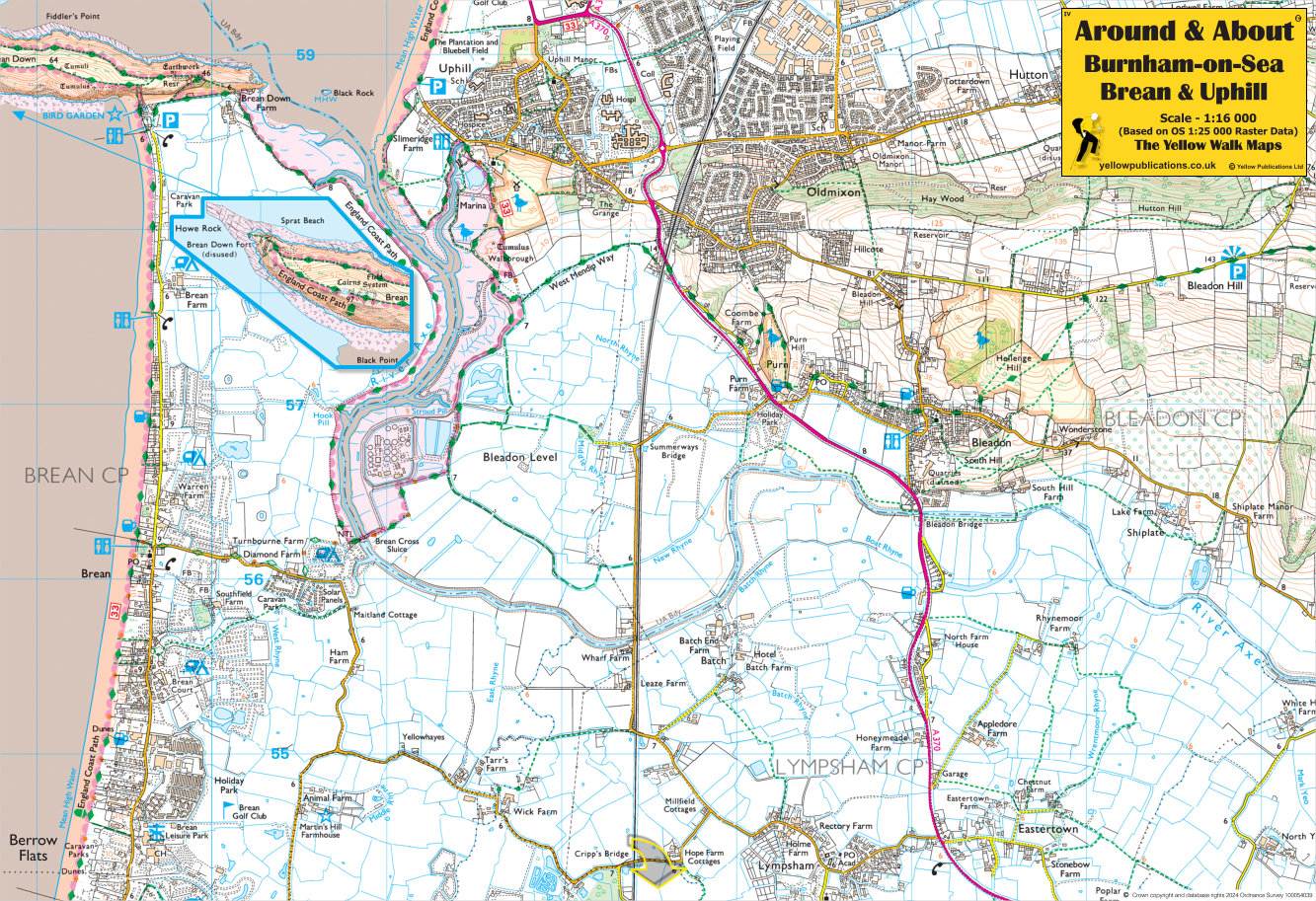 Burnham-on-Sea, Brean & Uphill Walking Map