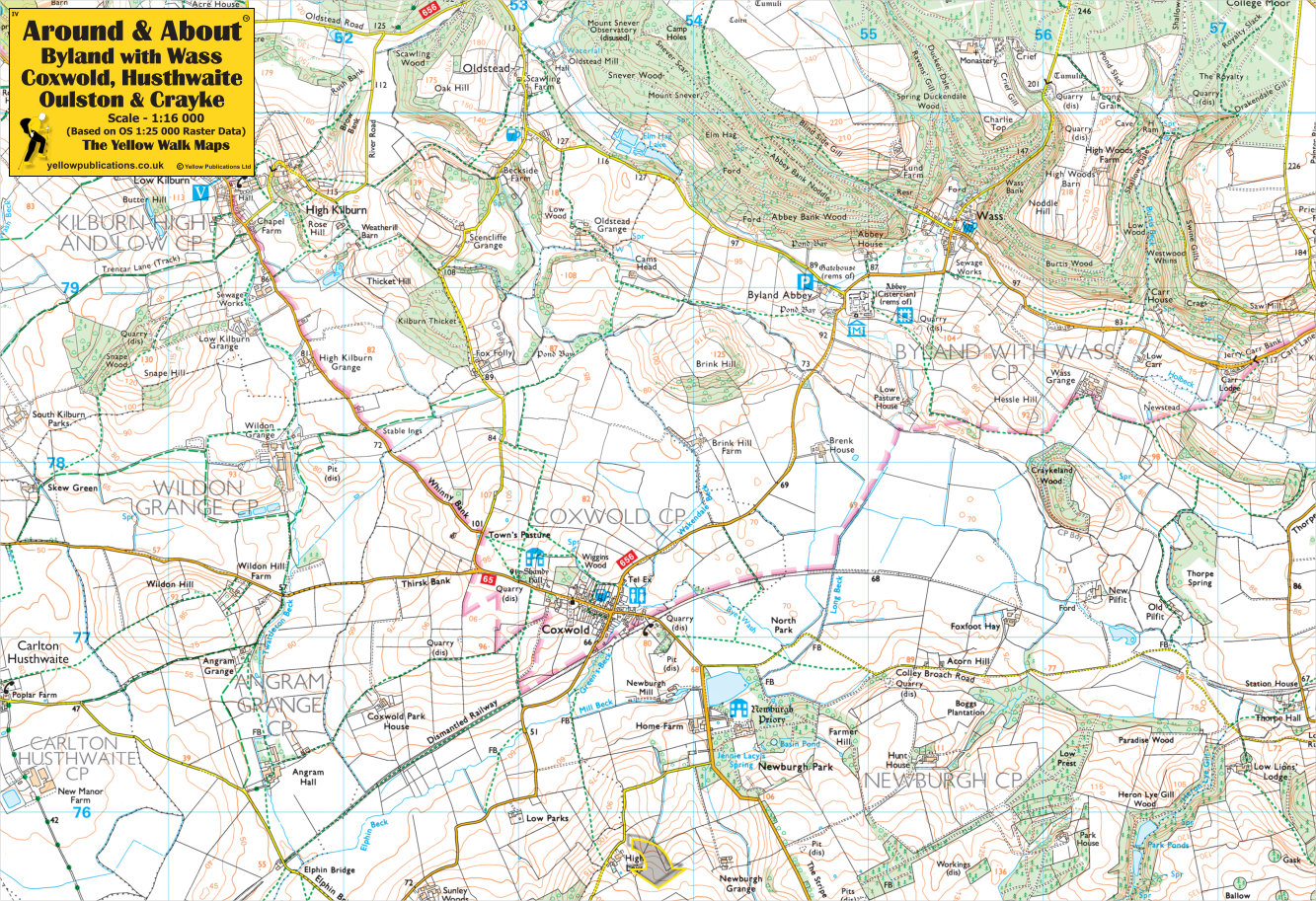 Byland with Wass, Coxwold, Husthwaite, Oulston & Crayke Walking Map