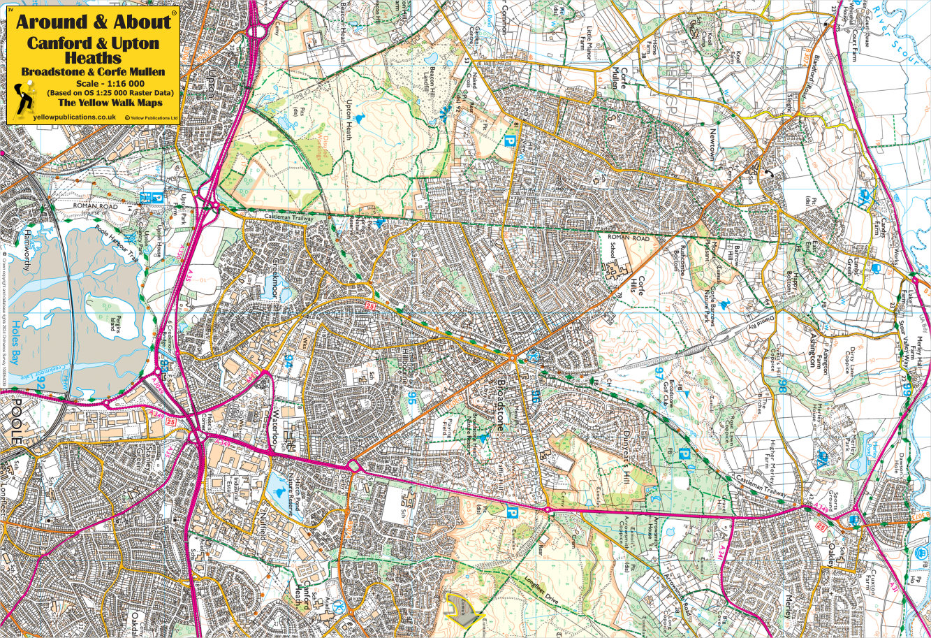 Canford & Upton Heath, Broadstone & Corfe Mullen Walking Map