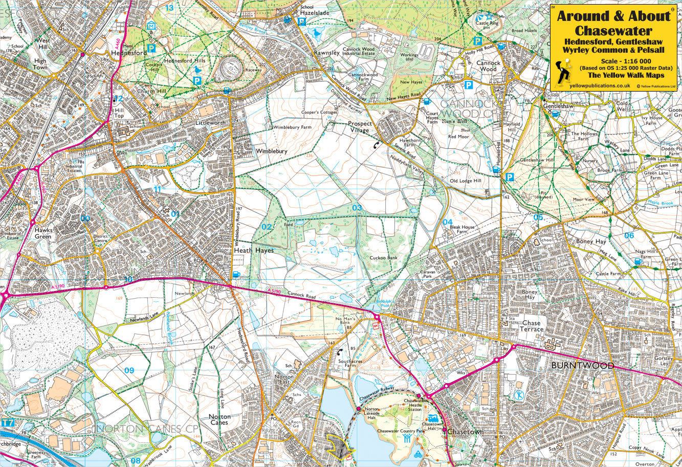 Chasewater, Hednesford, Gentleshaw, Wyrley Common & Pelsall Walking Map