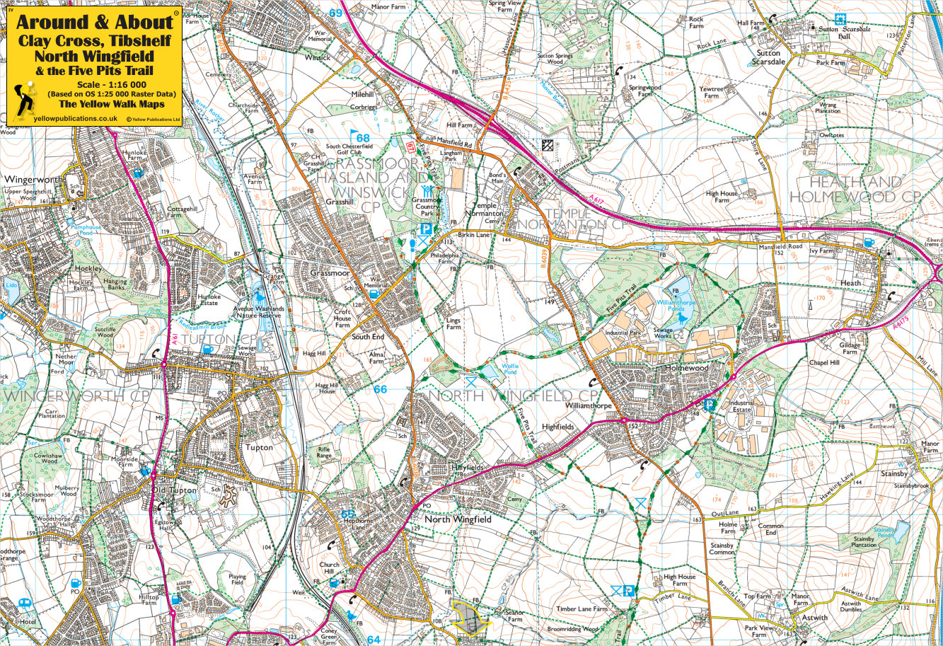 Clay Cross, Tibshelf, North Wingfield & the Five Pits Trail Walking Map
