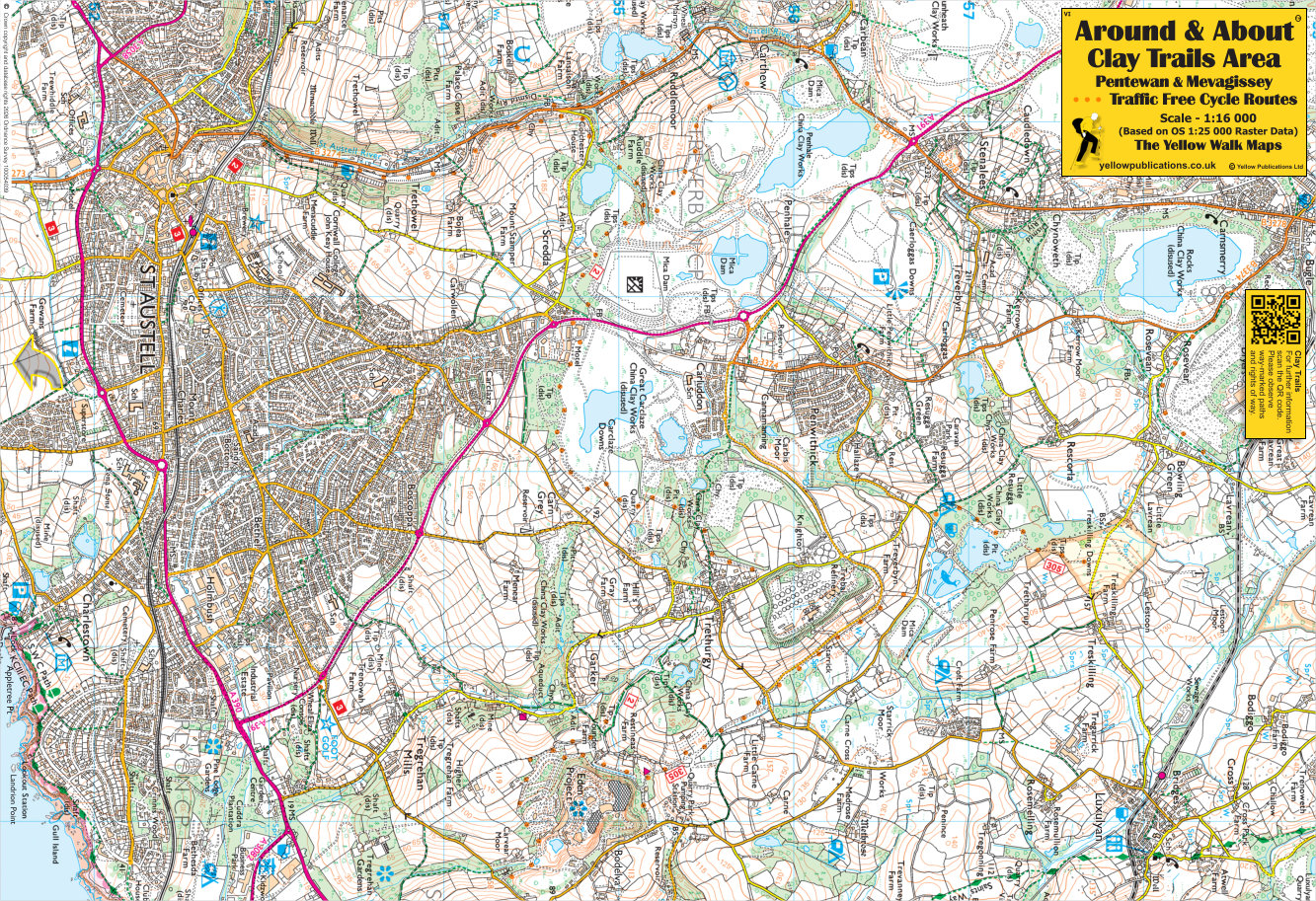 Clay Trails Area, Pentewan & Polgooth Walking Map