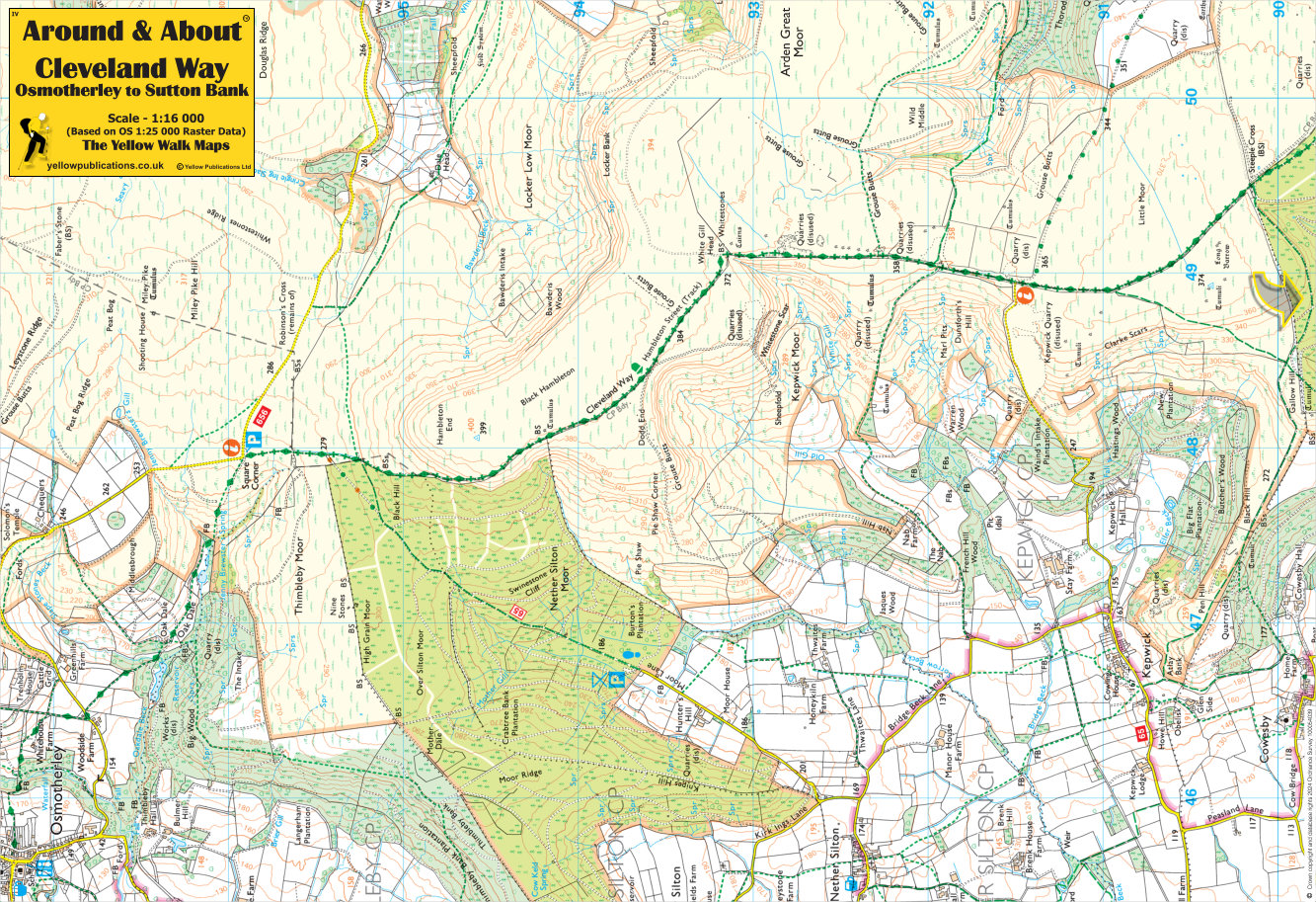 Cleveland Way, Osmotherley to Sutton Bank Walking Map
