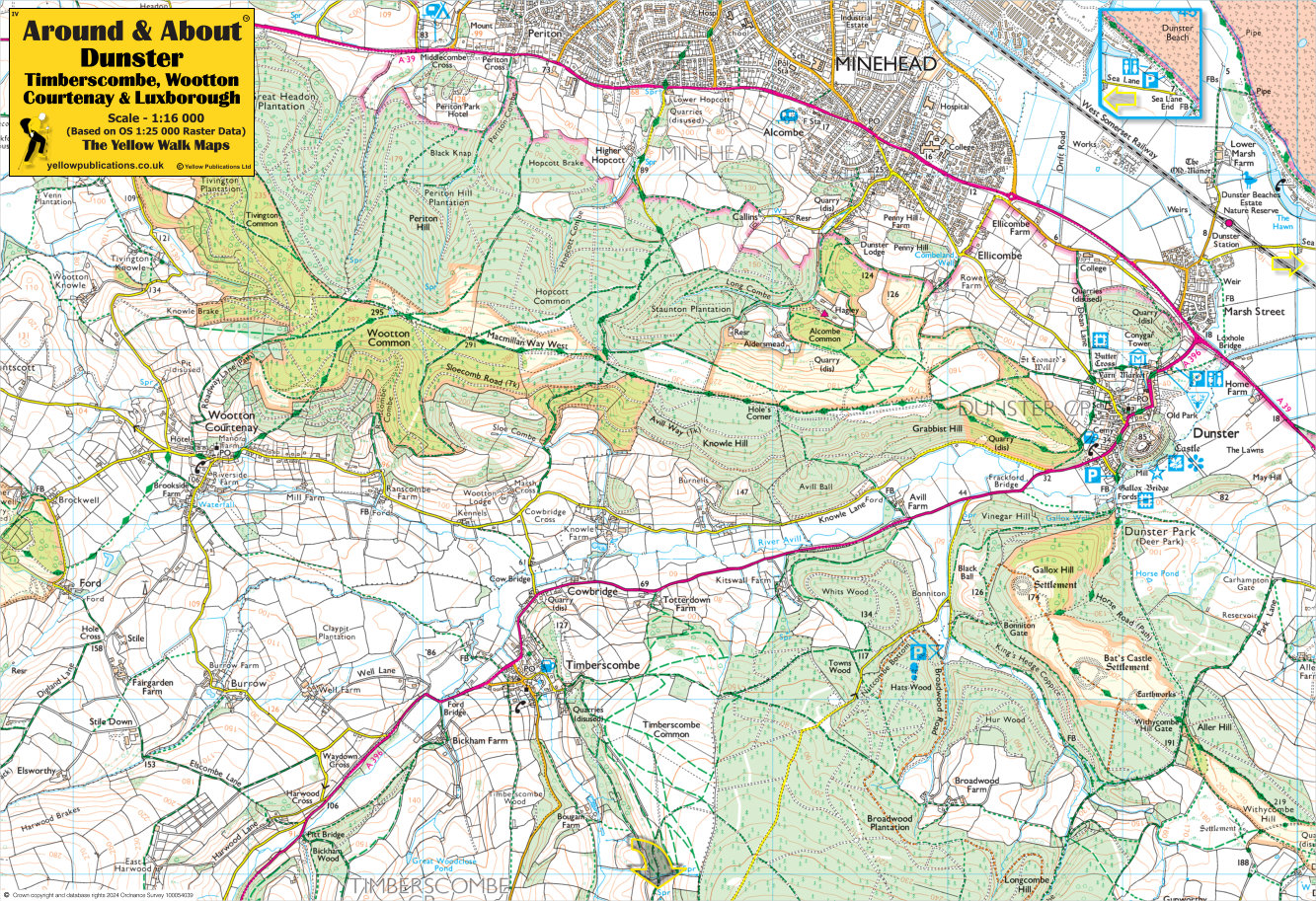 Dunster, Timberscombe, Wootton Courtenay & Luxborough Walking Map