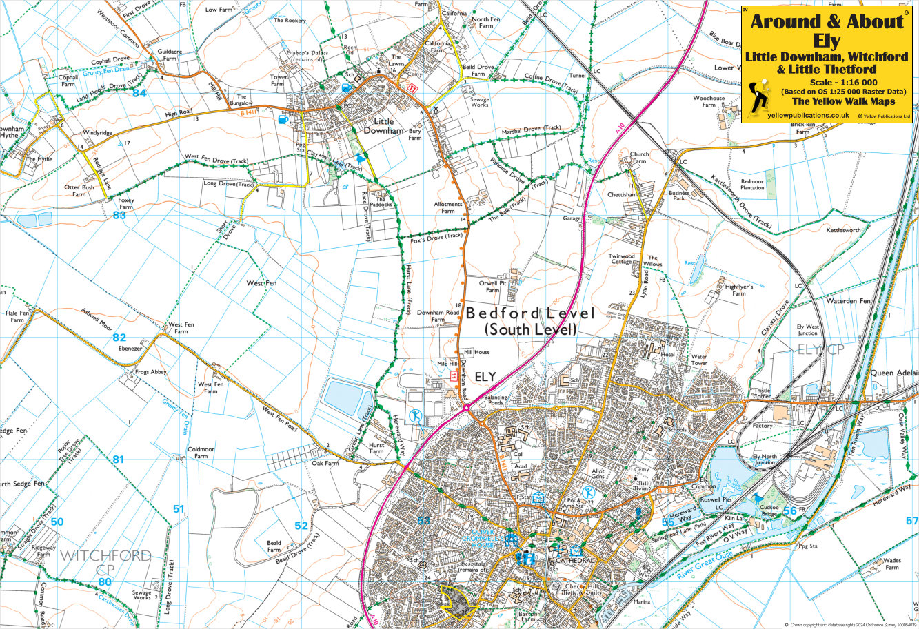 Ely, Little Downham, Witchford & Little Thetford Walking Map