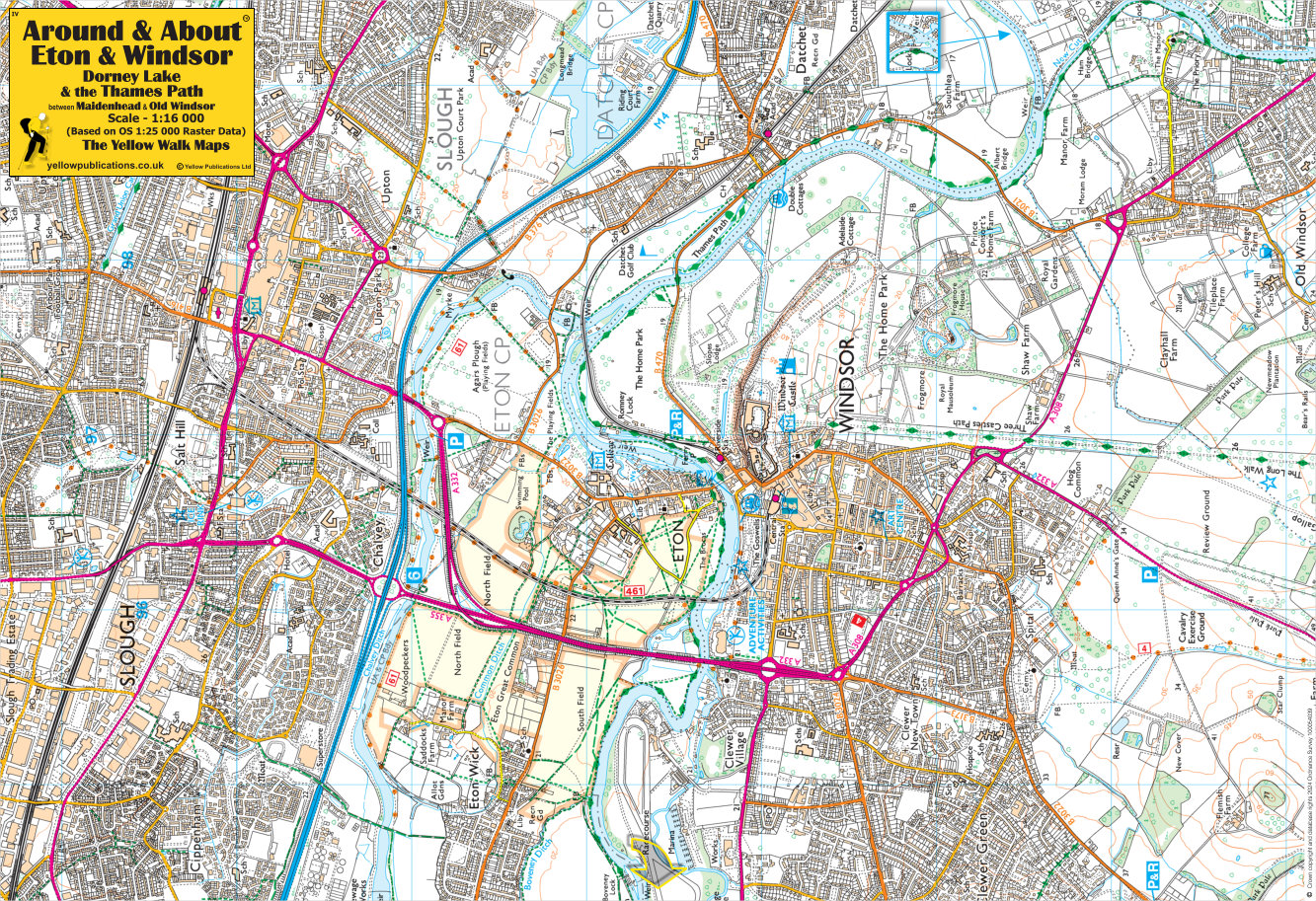 Eton, Windsor, Dorney Lake & Thames Path Walking Map