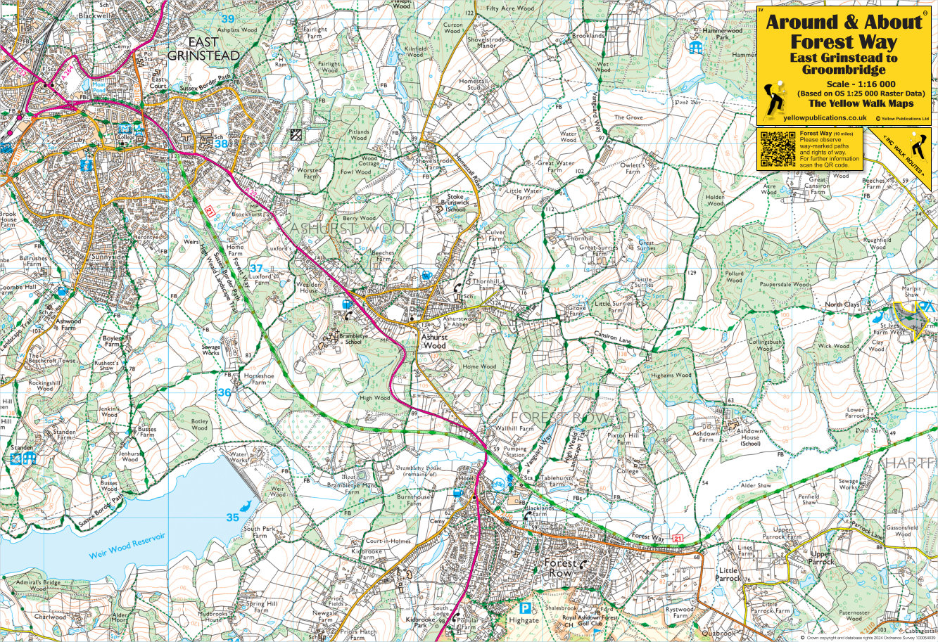 Forest Way, East Grinstead to Groombridge Walking Map