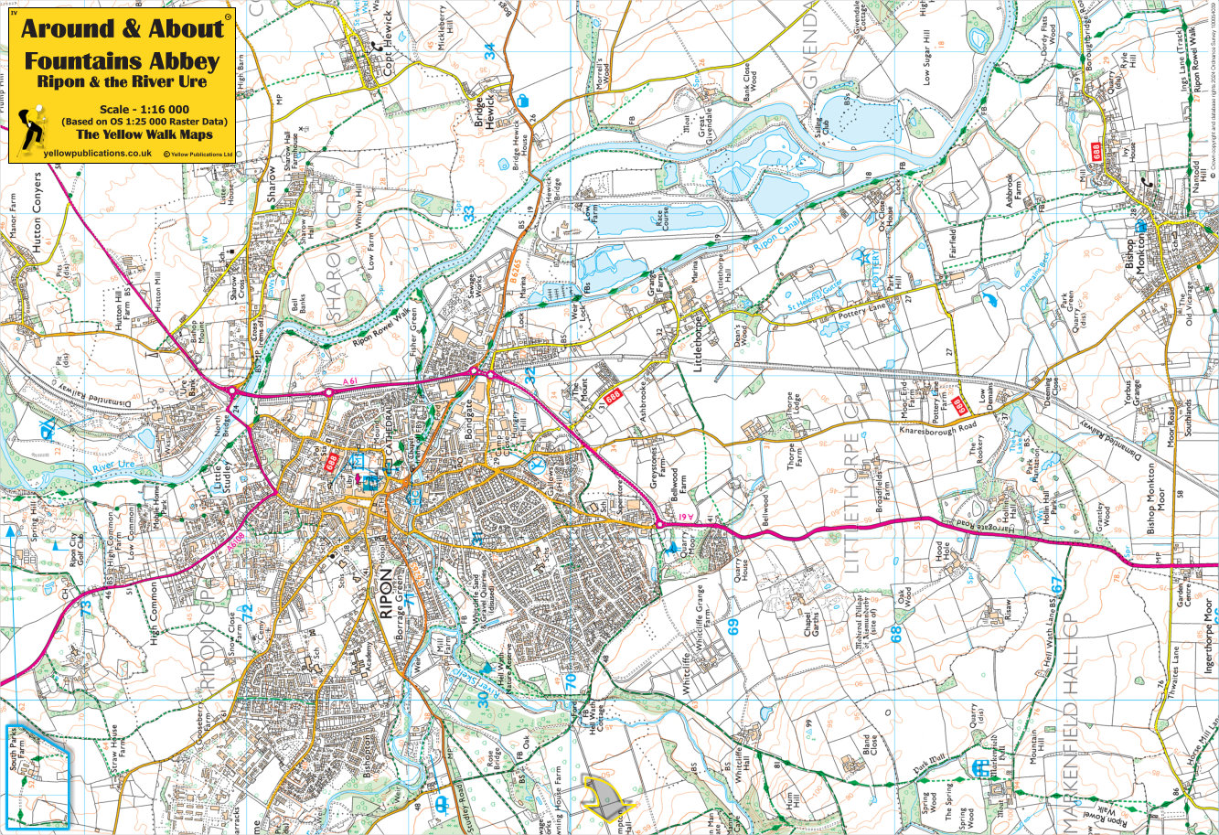 Fountains Abbey, Ripon & River Ure Walking Map