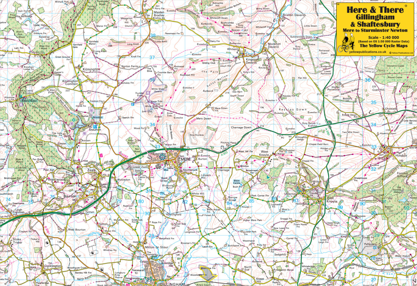 Gillingham & Shaftesbury, Mere to Sturminster Newton Cycling Map