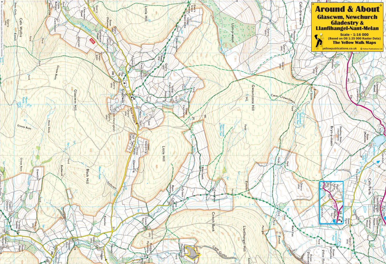 Glascwm, Newchurch, Gladestry & Llanfihangel-Nant-Melan Walking Map