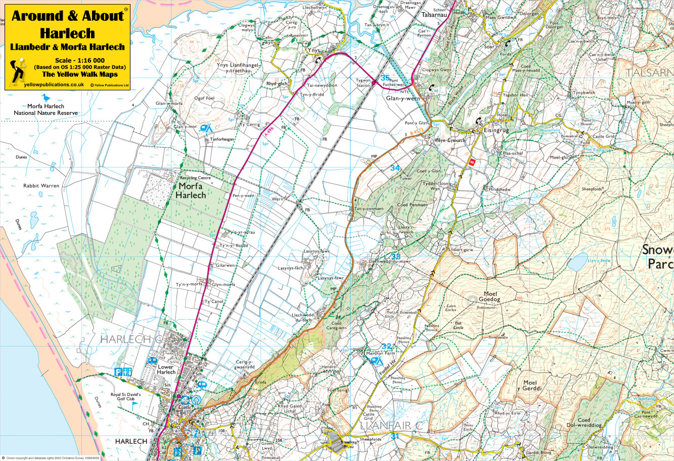 Harlech, Llanbedr & Morfa Harlech Walking Map