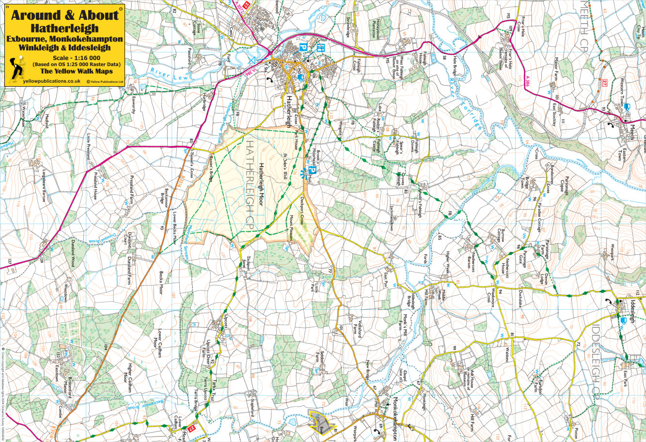 Hatherleigh, Exbourne, Monkokehampton, Winkleigh & Iddesleigh Walking Map