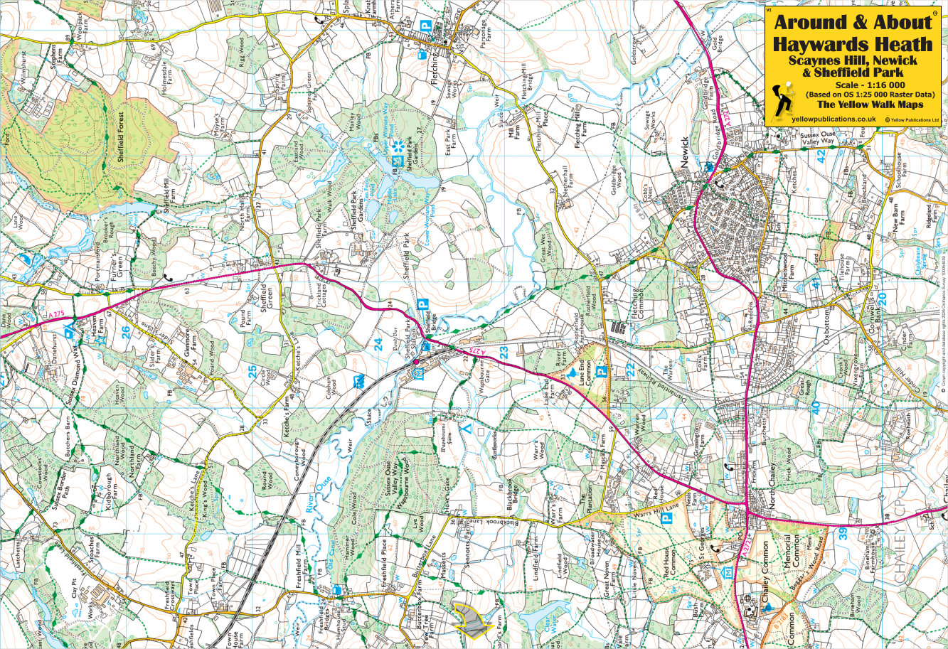Haywards Heath, Scaynes Hill, Newick & Sheffield Park Walking Map