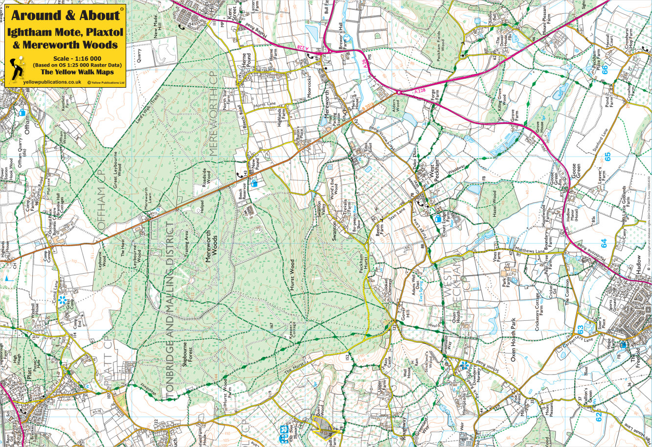 Ightham Mote, Plaxtol & Mereworth Woods Walking Map