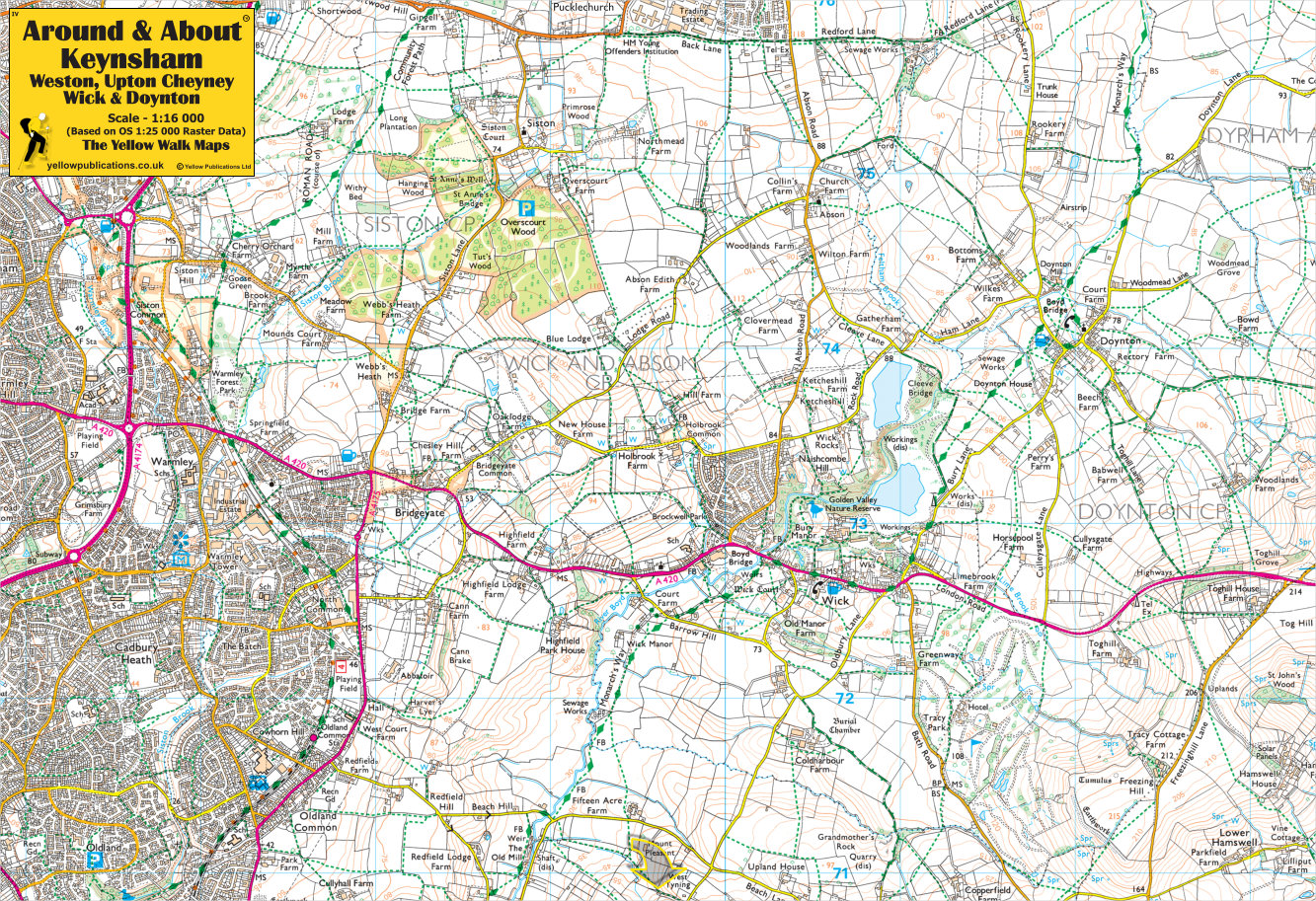 Keynsham, Weston, Upton Cheyney, Wick & Doynton Walking Map