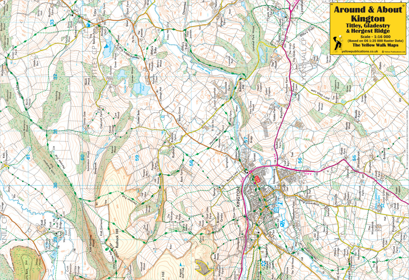 Kington, Titley, Gladestry and Hergest Ridge Walking Map