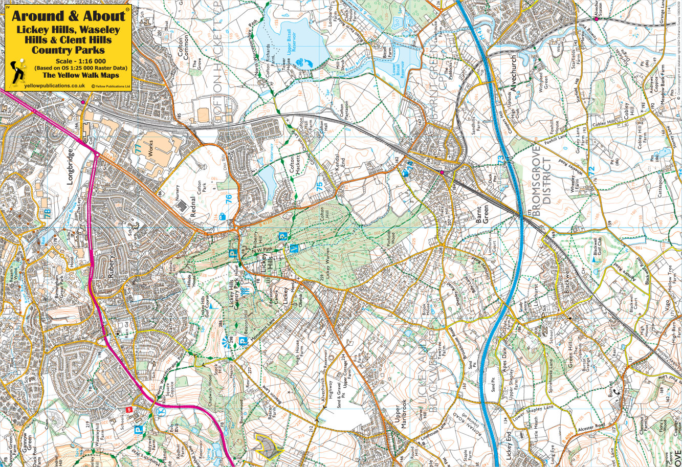 Lickey Hills, Waseley Hills & Clent Hills Country Parks Walking Map