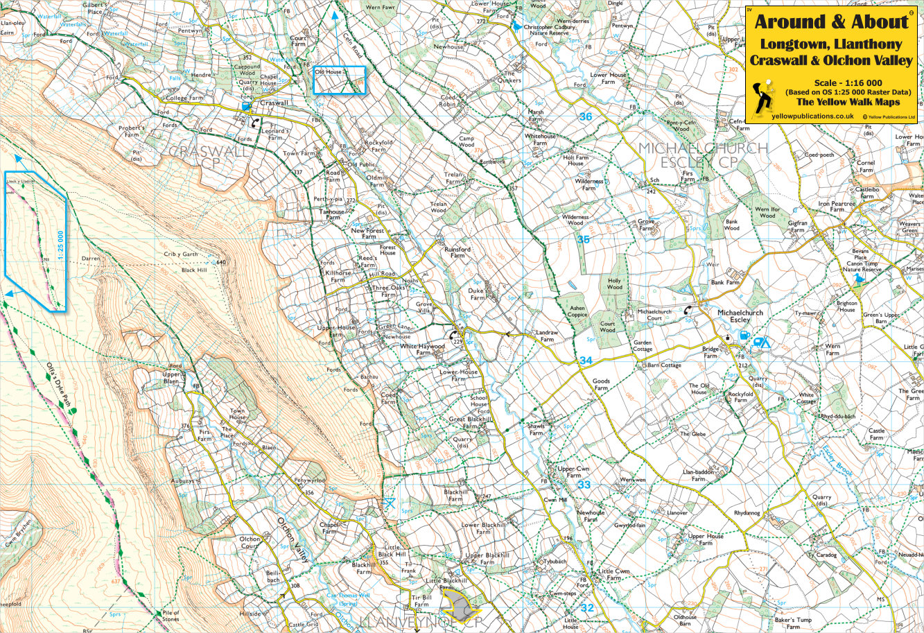 Longtown, Llanthony, Craswall & Olchon Valley Walking Map