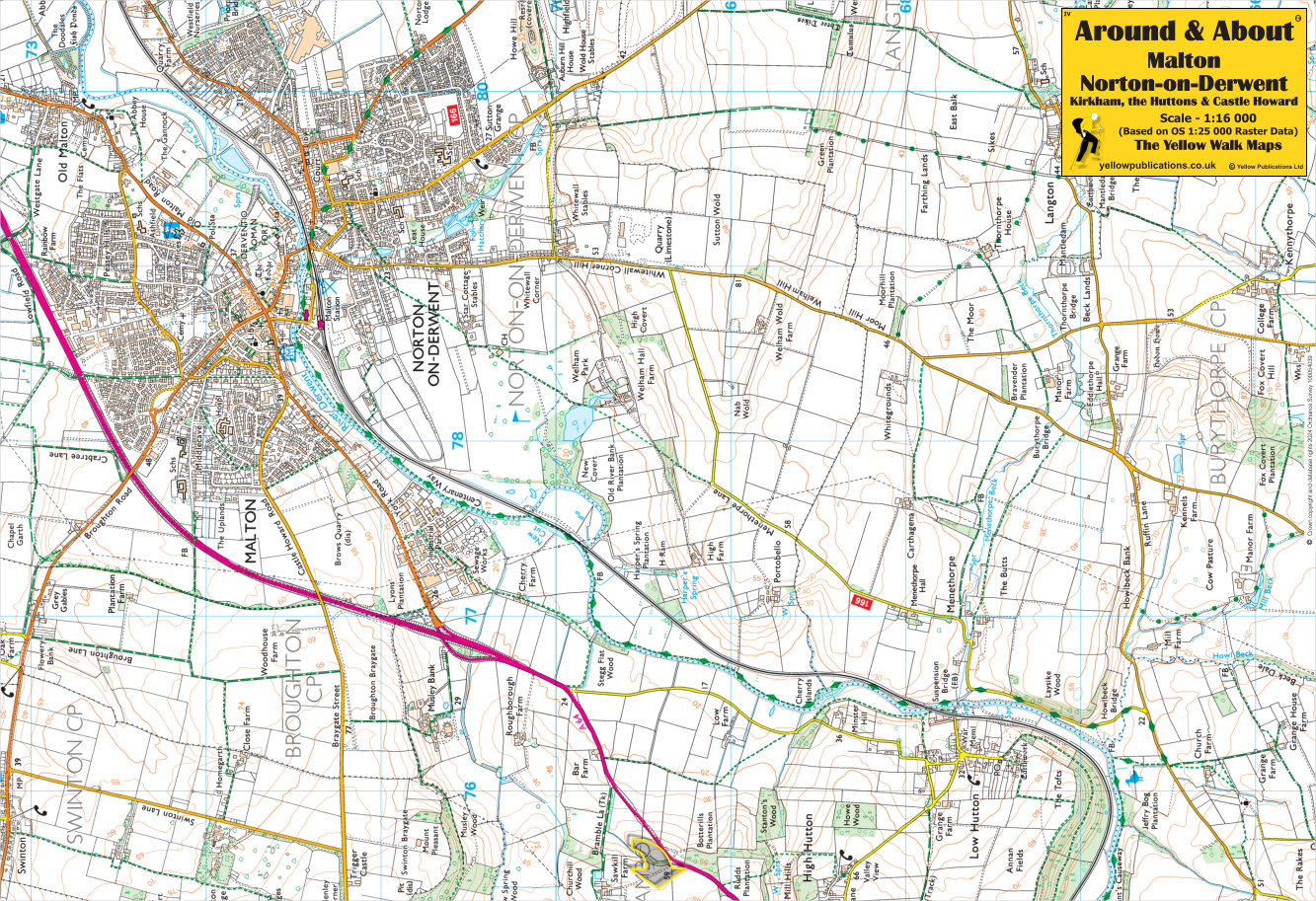Malton, Norton-on-Derwent, Kirkham, the Huttons & Castle Howard Walking Map