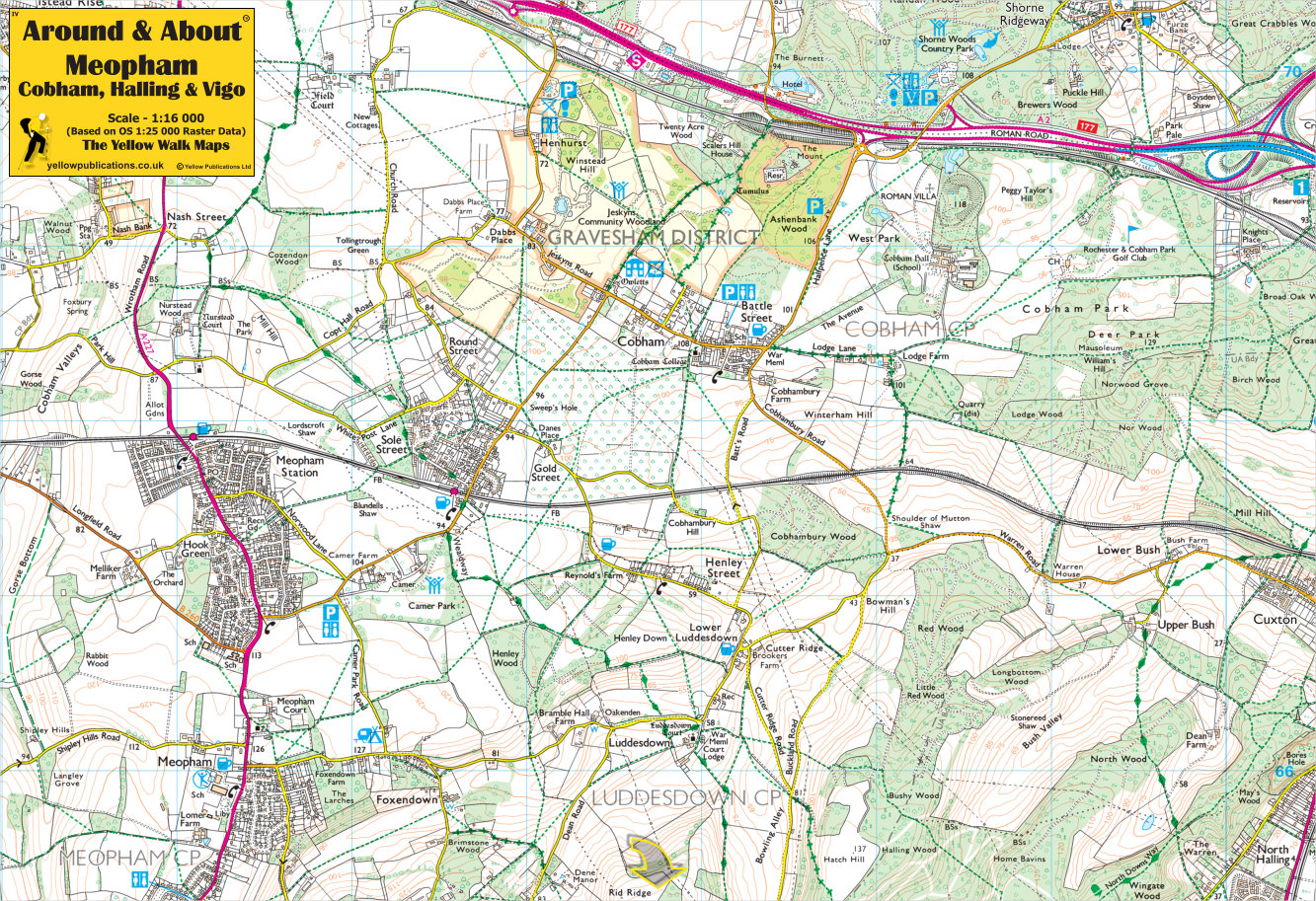 Meopham, Cobham, Halling & Vigo Walking Map