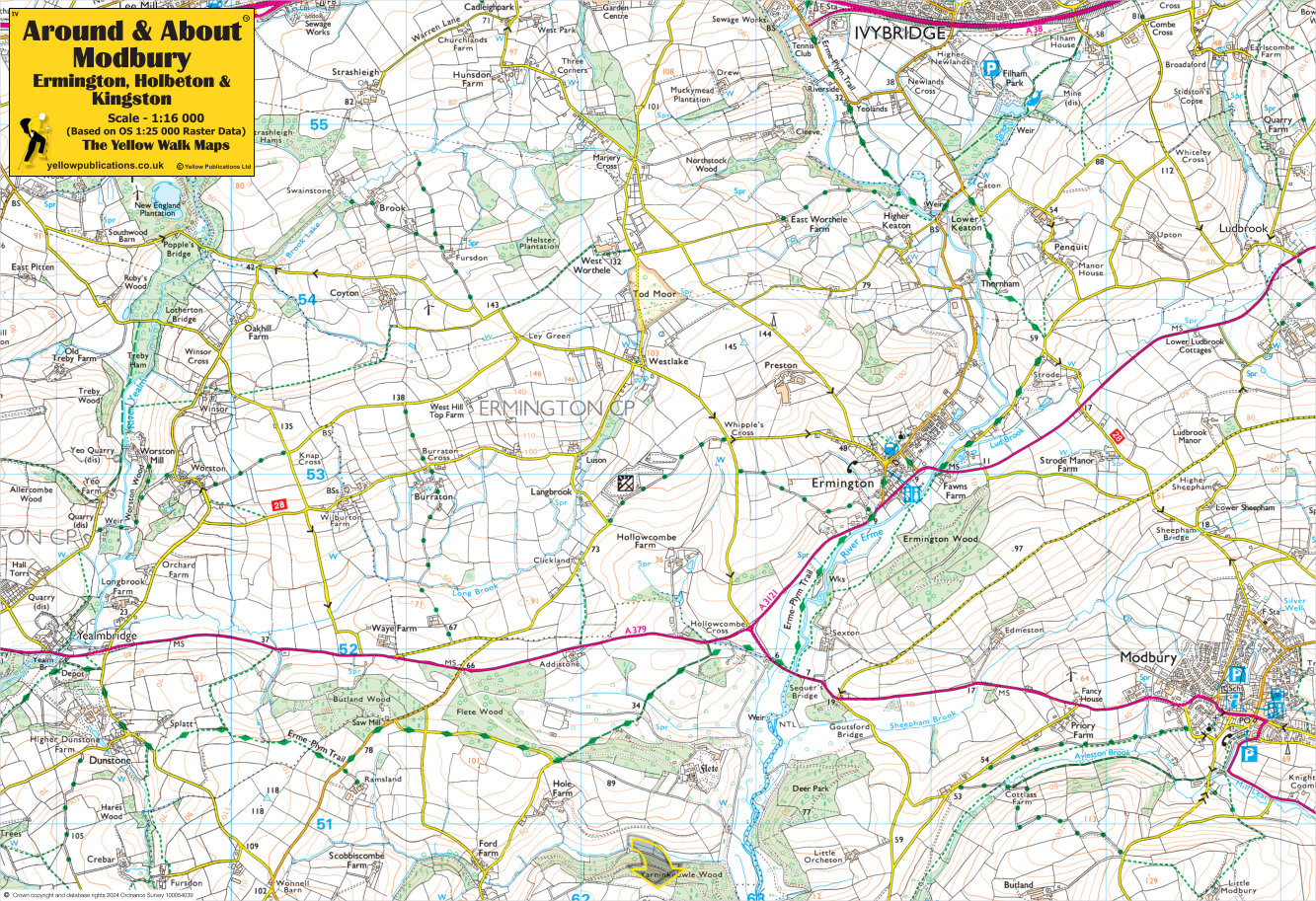 Modbury, Ermington, Holbeton & Kingston Walking Map