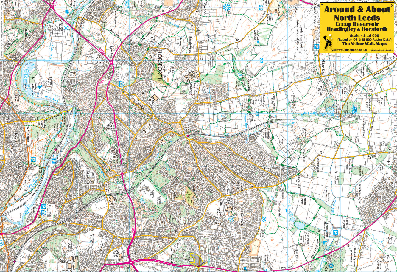 North Leeds, Eccup Reservoir, Headingley & Horsforth Walking Map