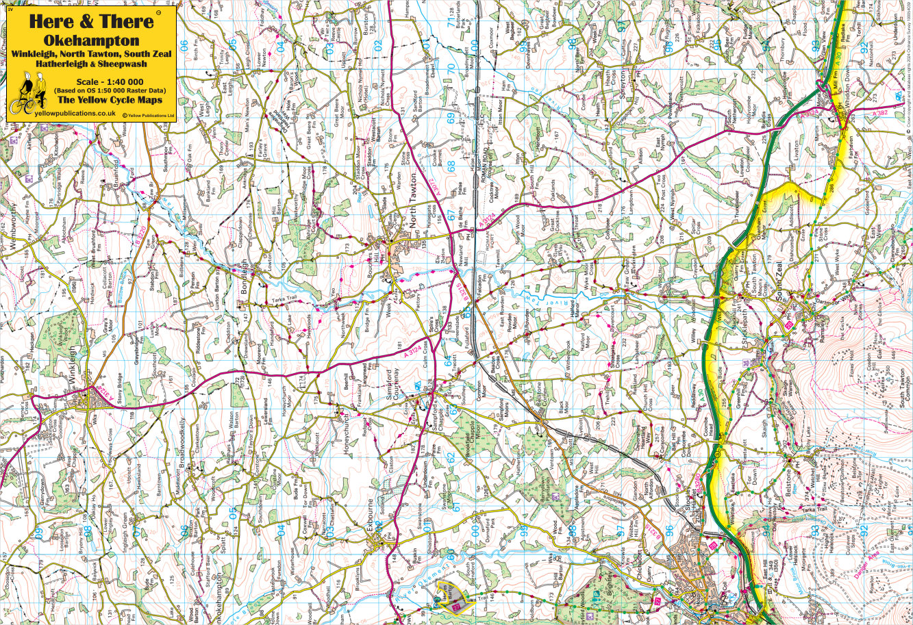 Okehampton, Winkleigh, North Tawton, South Zeal, Hatherleigh Cycling Map