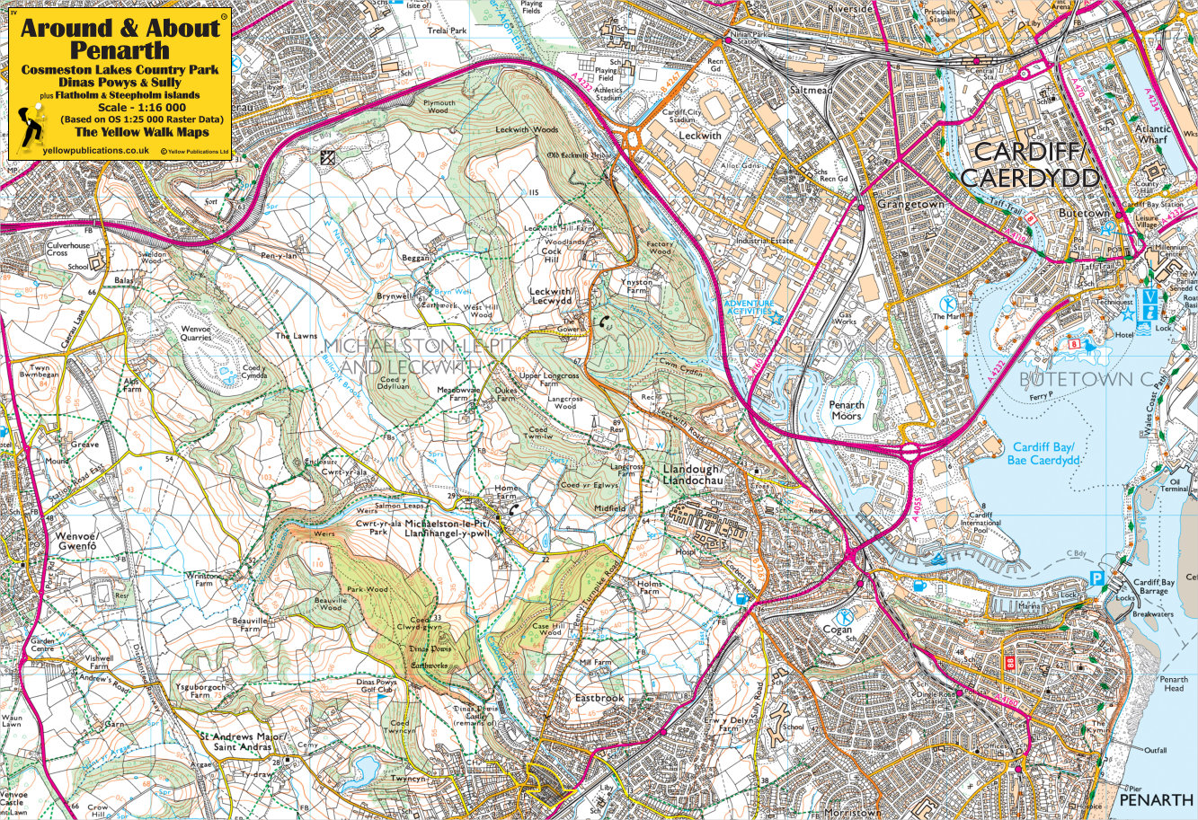 Penarth, Cosmeston Lakes Country Park, Dinas Powys & Sully Walking Map